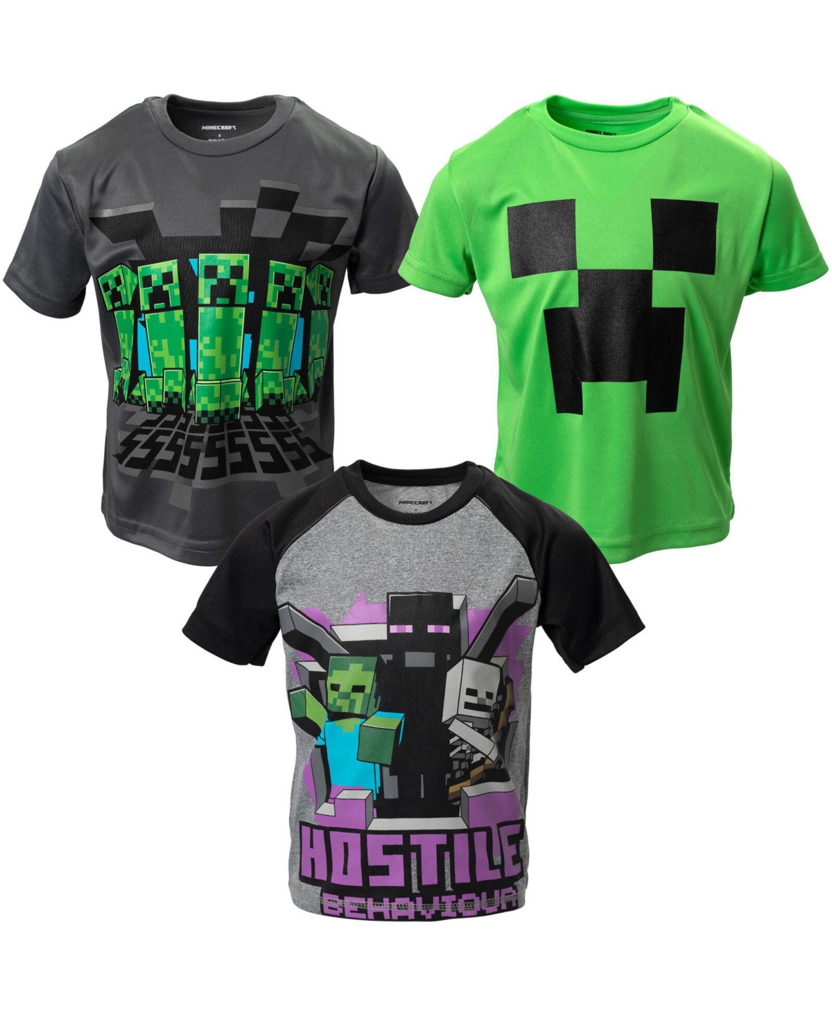 Click here for Minecraft Boys 3 Pack T-Shirts - Gray/green prices