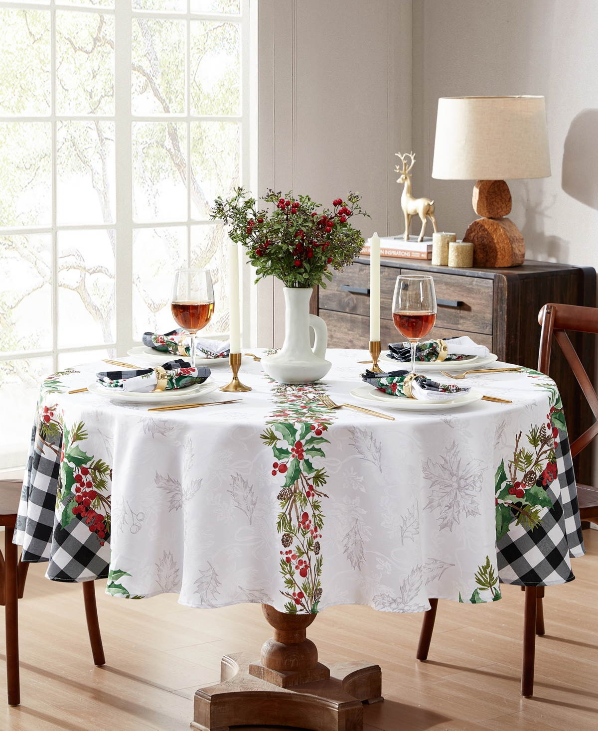 Click here for Elrene Holly Farmhouse Charm Holiday Fabric Round... prices
