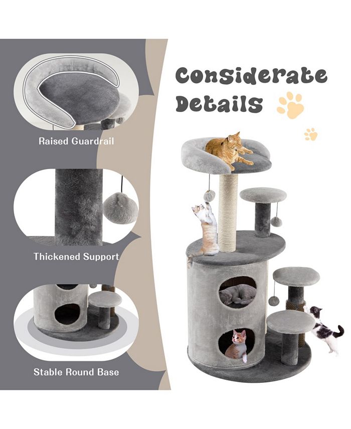 SUGIFT 40 Inch Cat Tree Tower Multi-Level Activity Tree with 2-Tier Cat ...