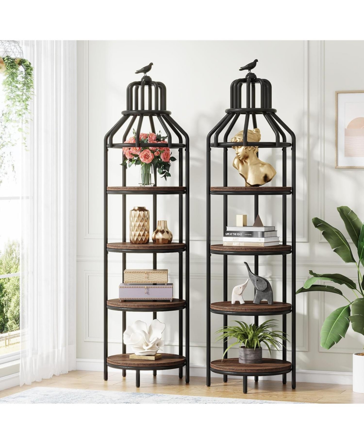 Click here for Tribesigns 4-Tier Narrow Tall Bookshelf  Rustic Sm... prices