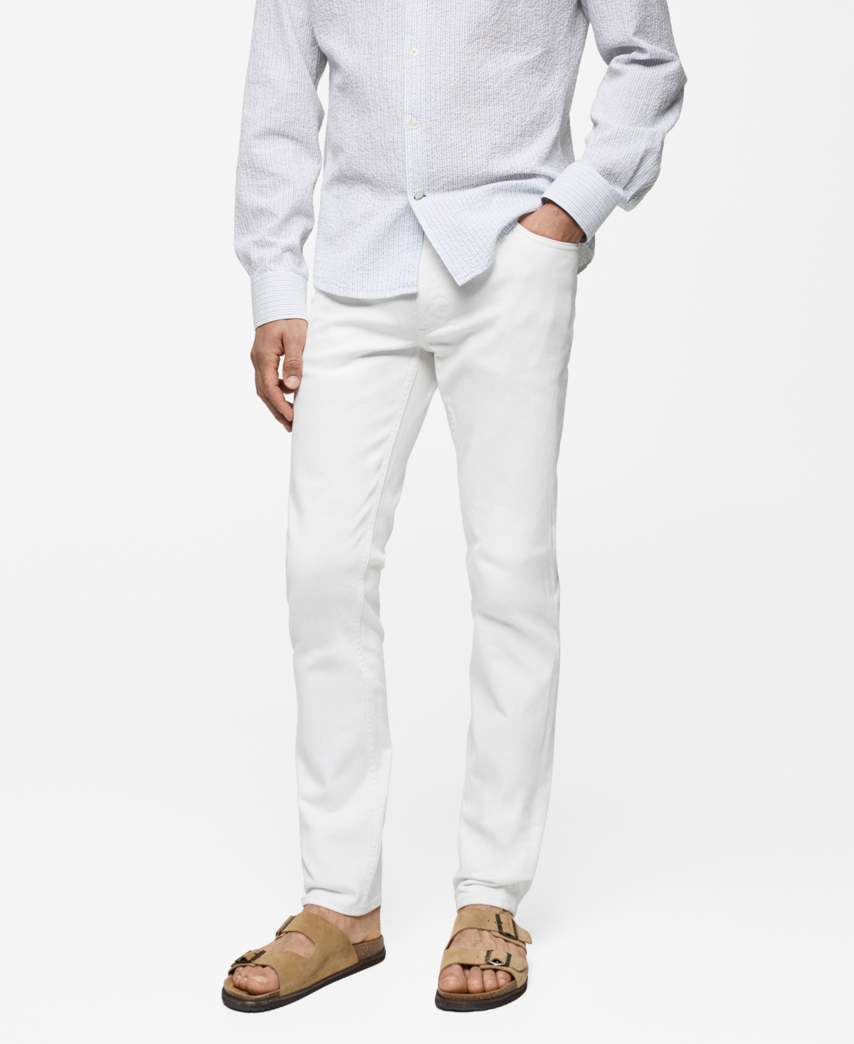 Click here for Mango Mens Jan Slim-Fit Jeans - White prices