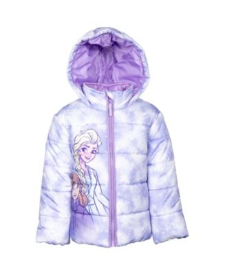 Frozen Little Girls Disney Princess Anna Elsa Zip Up Winter Coat Puffer ...