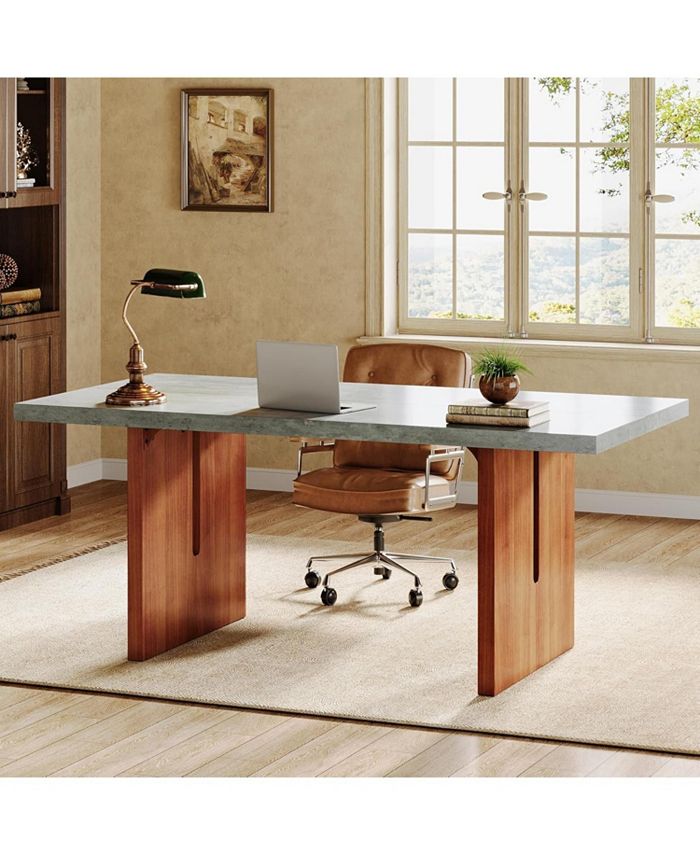 Tribesigns 63" Executive Desk, Large Wood Office Desk Workstations ...