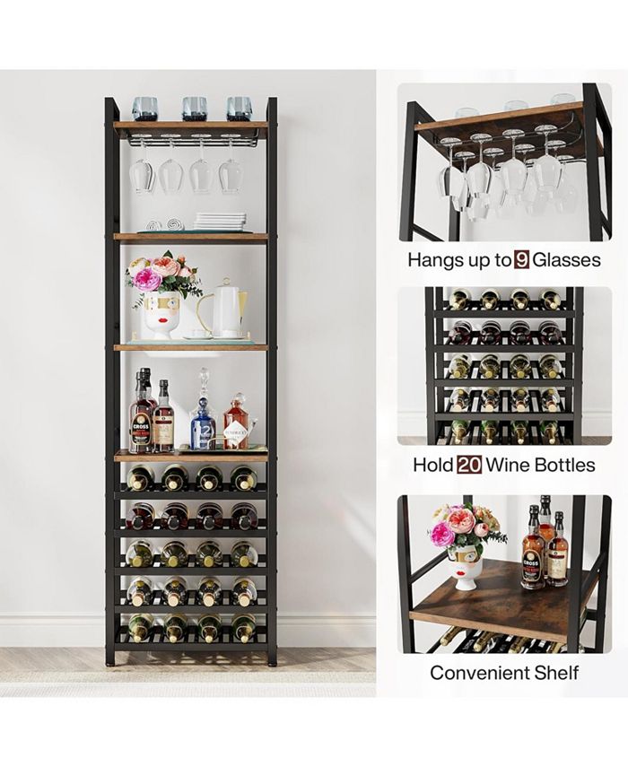 Tribesigns 20 Bottle Wine Bakers Rack, 9 Tier Freestanding Wine Rack ...