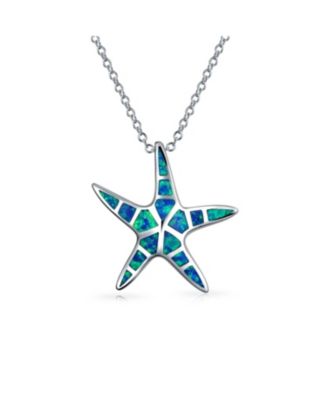 Bling Jewelry Nautical Beach Pendant Blue Inlay Created Opal Starfish ...