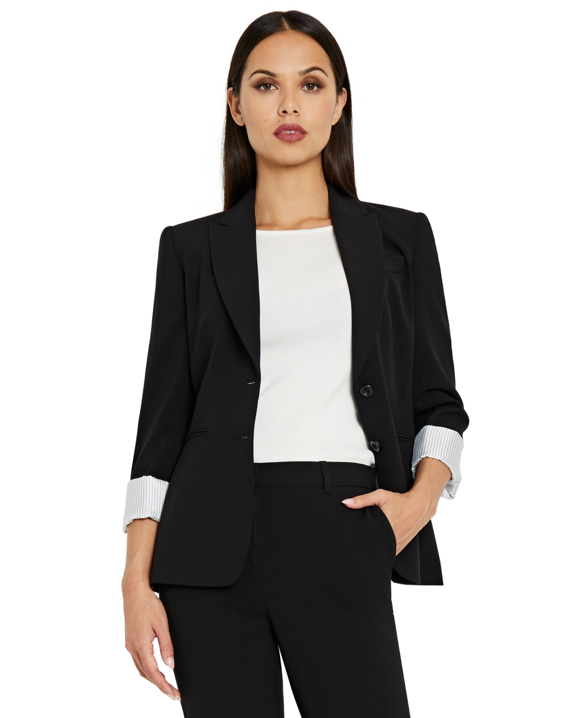 Click here for Tahari Asl Notched Two-Button Blazer - Black prices