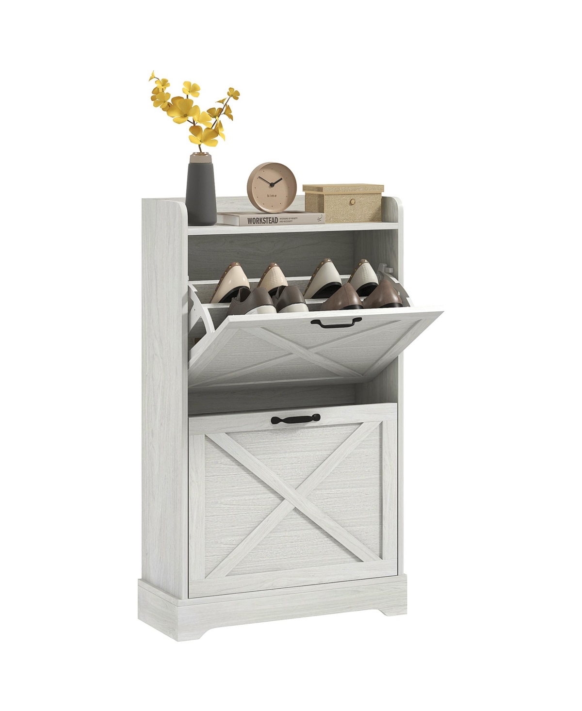 Click here for Homcom Slim Shoe Cabinet with 2 Flip Drawers and A... prices