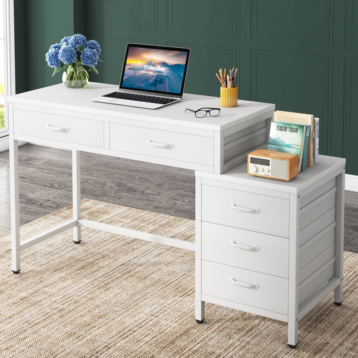 Click here for Tribesigns Computer Desk with 5 Drawers  Home Offi... prices