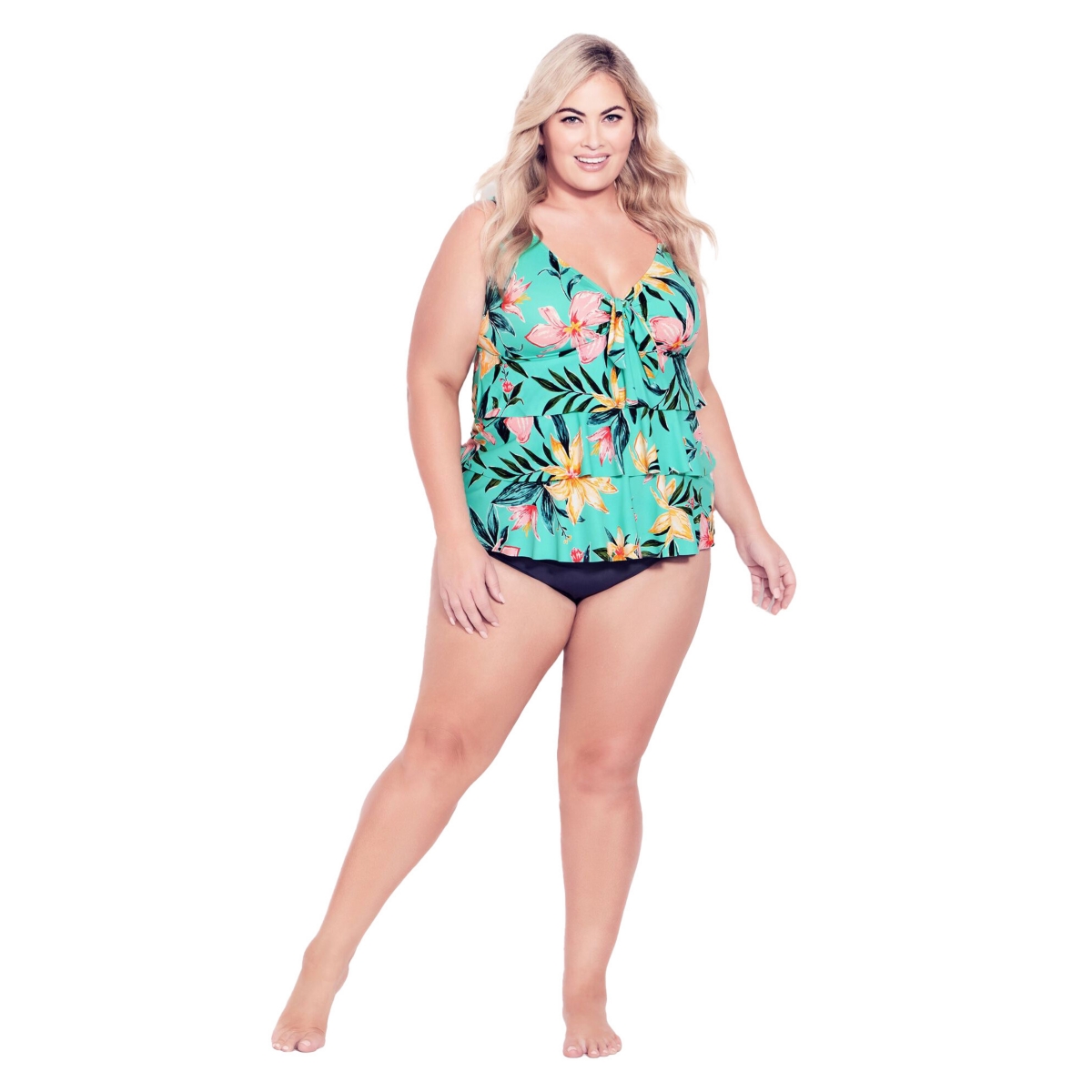 Click here for Avenue Plus Size Hi Waist Swim Brief - Navy prices