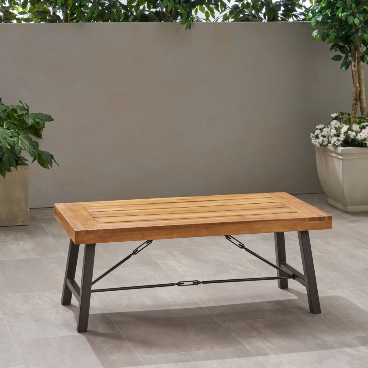 Click here for Streamdale Acacia Wood Coffee Table  Teak and Meta... prices