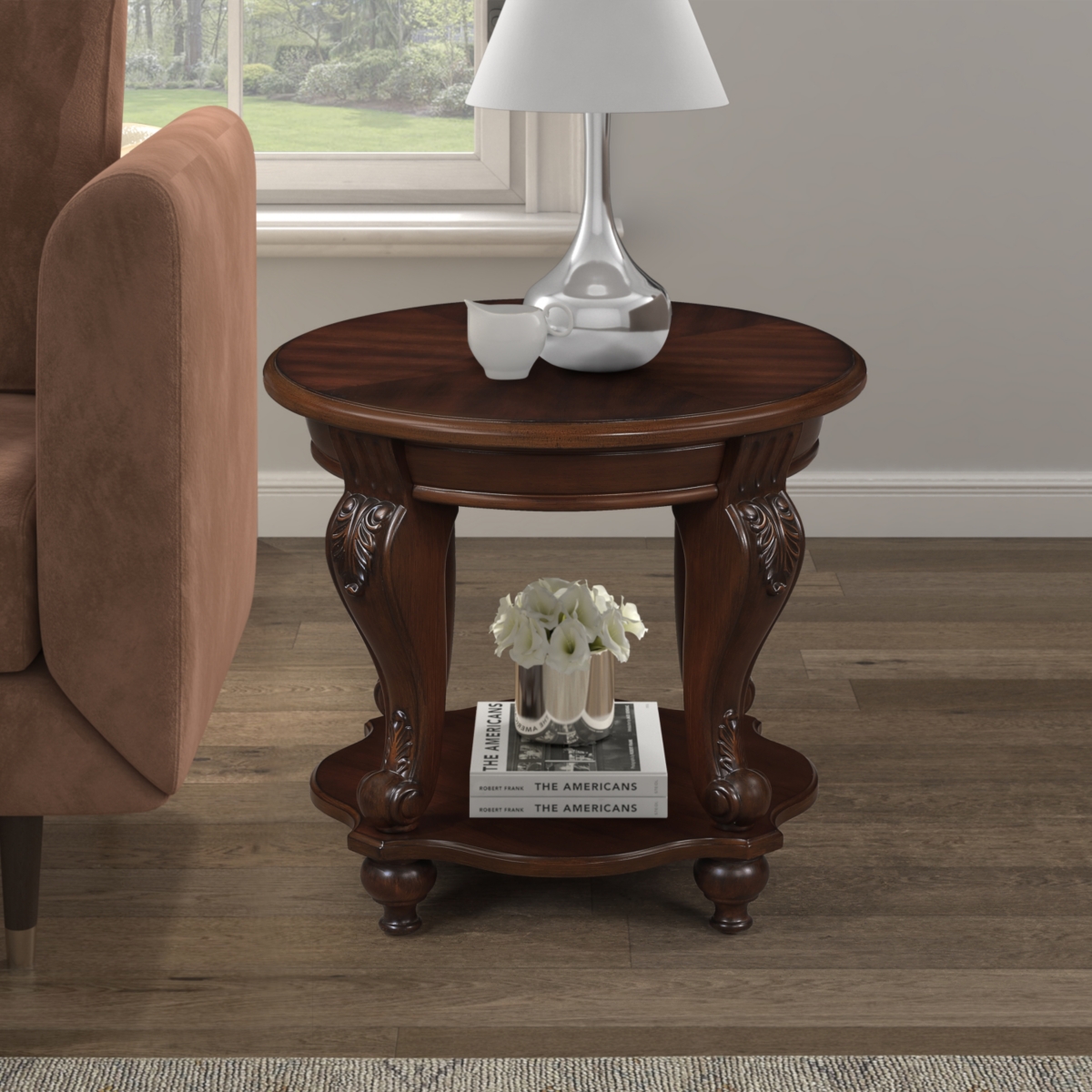 Click here for Streamdale Furniture Retro Round End Table with Sh... prices