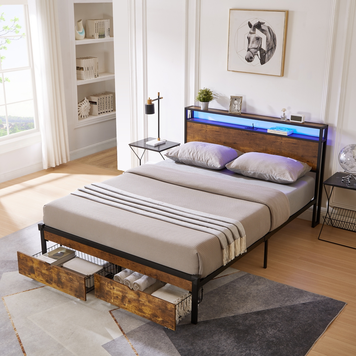 Click here for Streamdale Furniture King Platform Bed with Headbo... prices