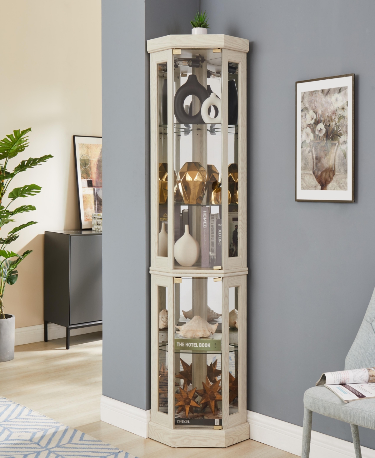 Click here for Simplie Fun Lighted Corner Curio Cabinet for Displ... prices