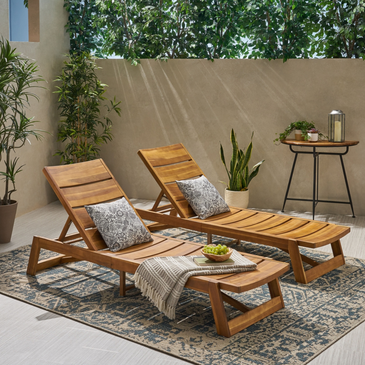 Click here for Streamdale Acacia Wood Chaise Lounge Set (Set Of 2... prices