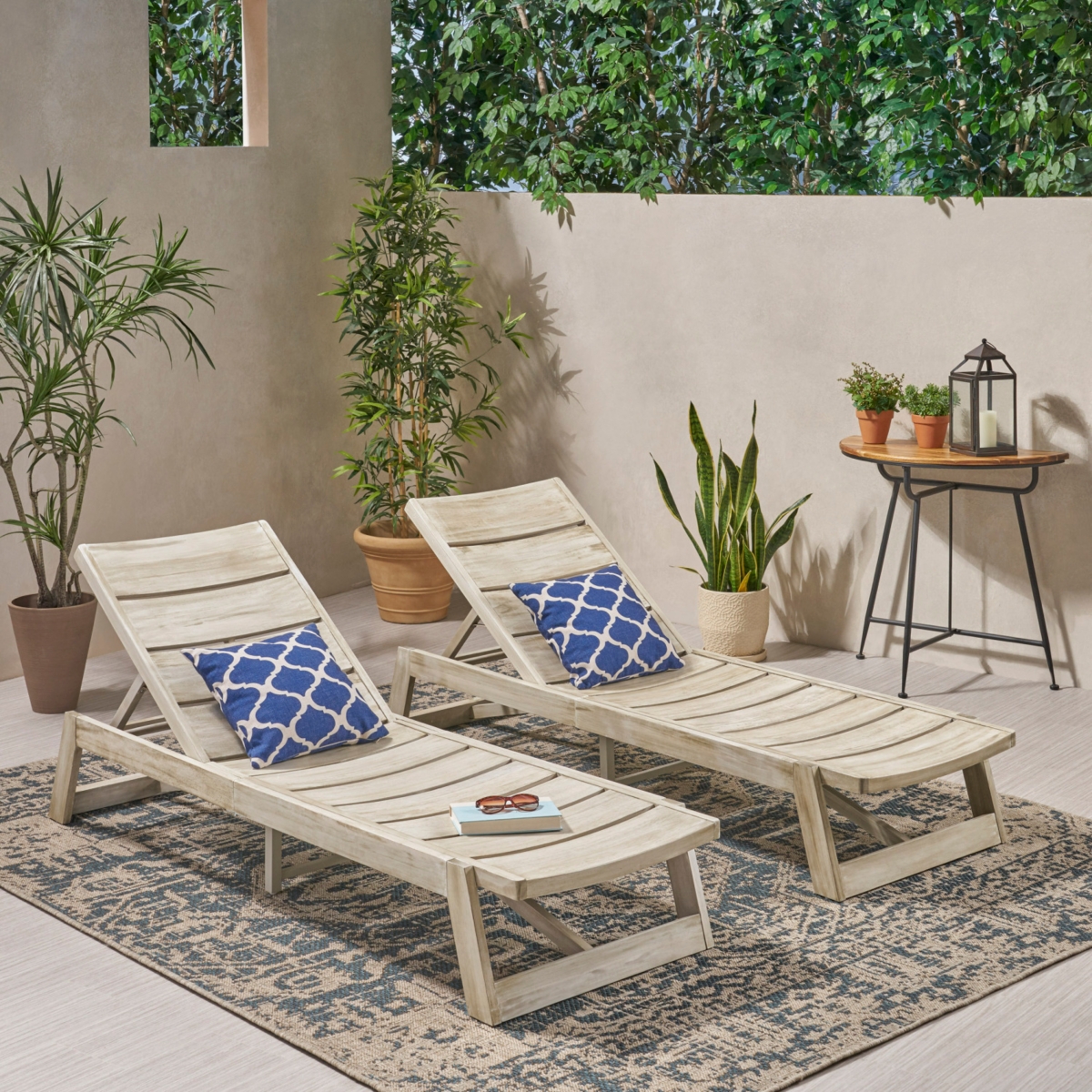 Click here for Streamdale Acacia Wood Chaise Lounge Set (Set Of 2... prices