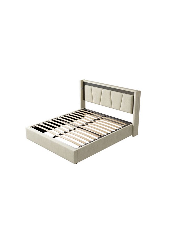 Simplie Fun Cotton Linen Pneumatic Bed with Storage, Light Gray - Macy's