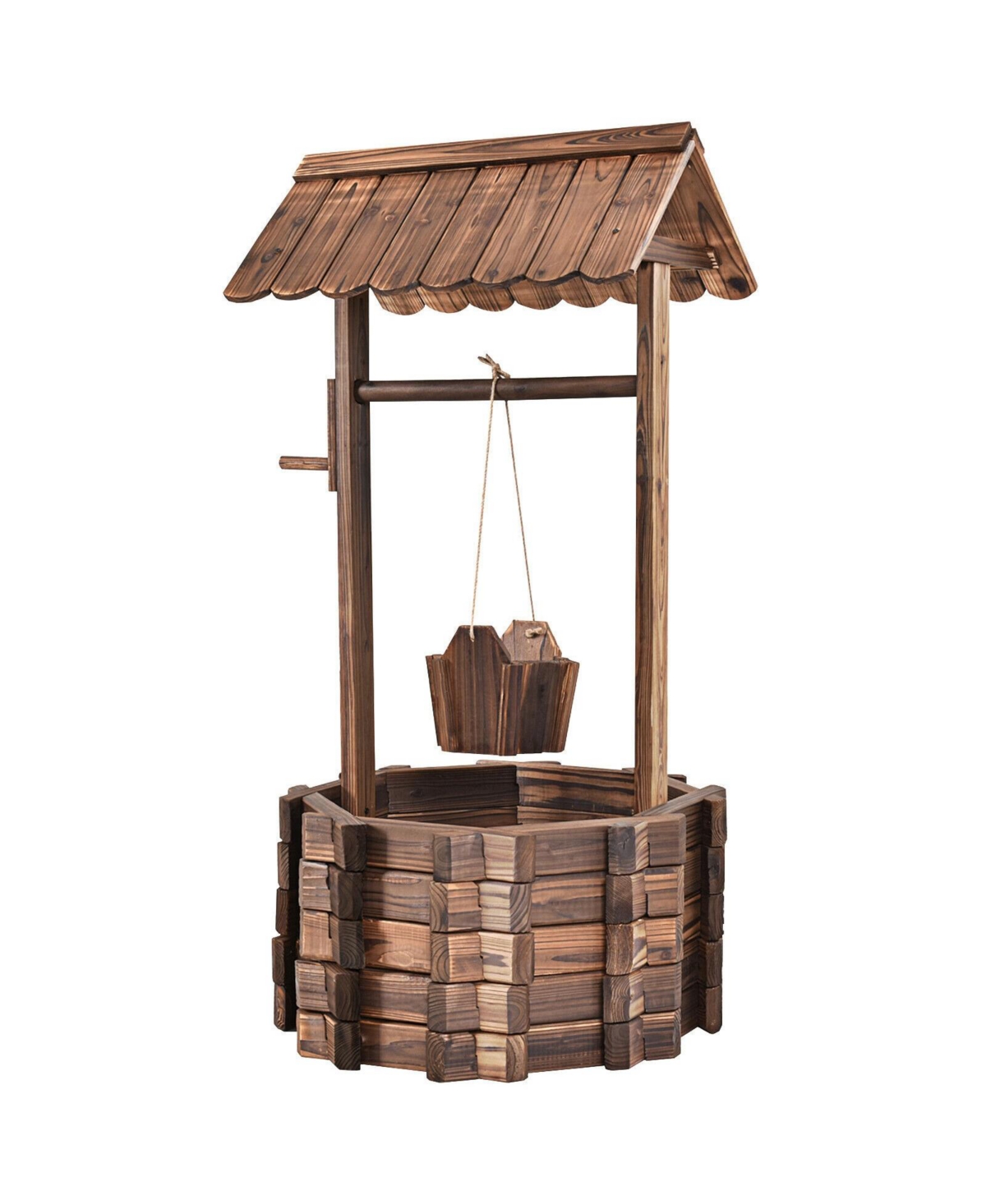 Click here for Sugift Outdoor Wooden Wishing Well Planter Bucket... prices