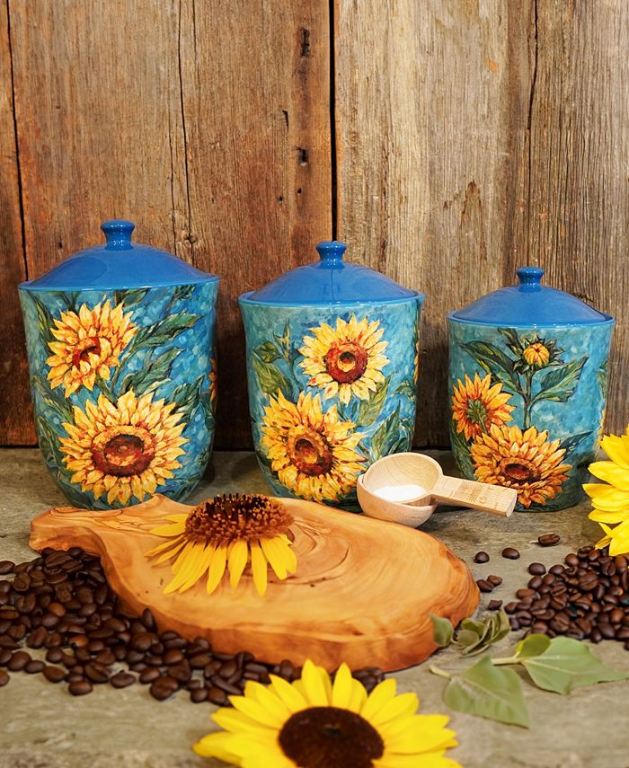 Certified International Golden Sunflowers Set of 3 Canisters - Macy's