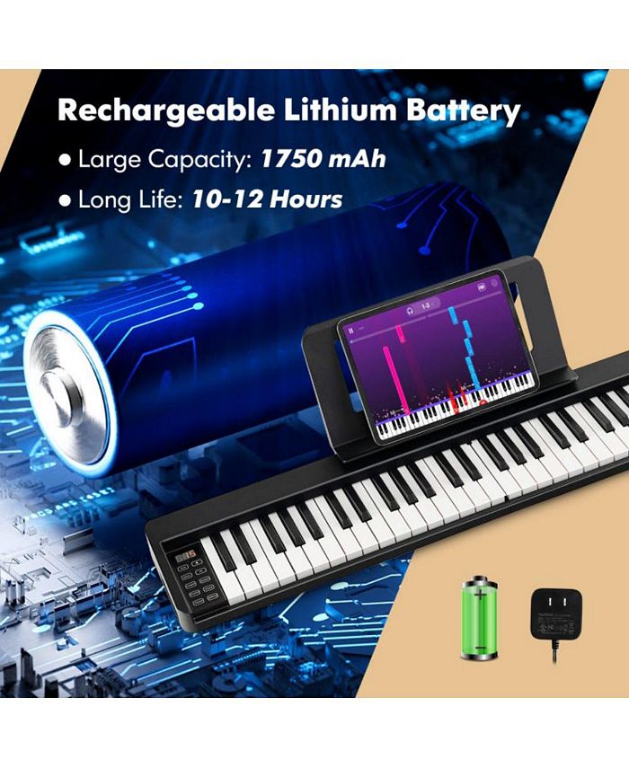 VEBREDA 61-Key Folding Piano Keyboard with Full Size Keys and Music ...