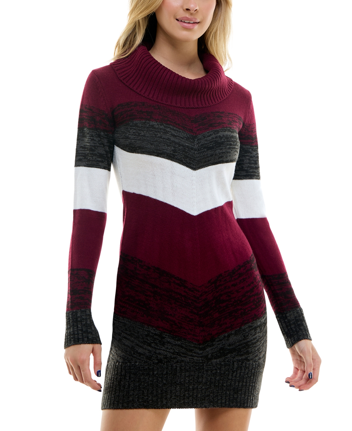 Click here for Bcx Juniors Chevron-Print Sweater Dress - Wine prices