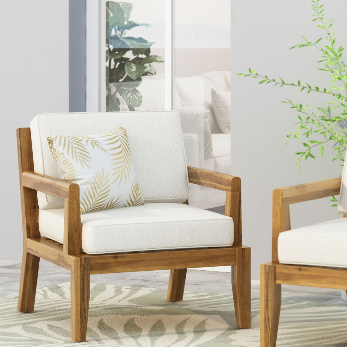 Click here for Streamdale Outdoor Acacia Club Chairs with Beige C... prices