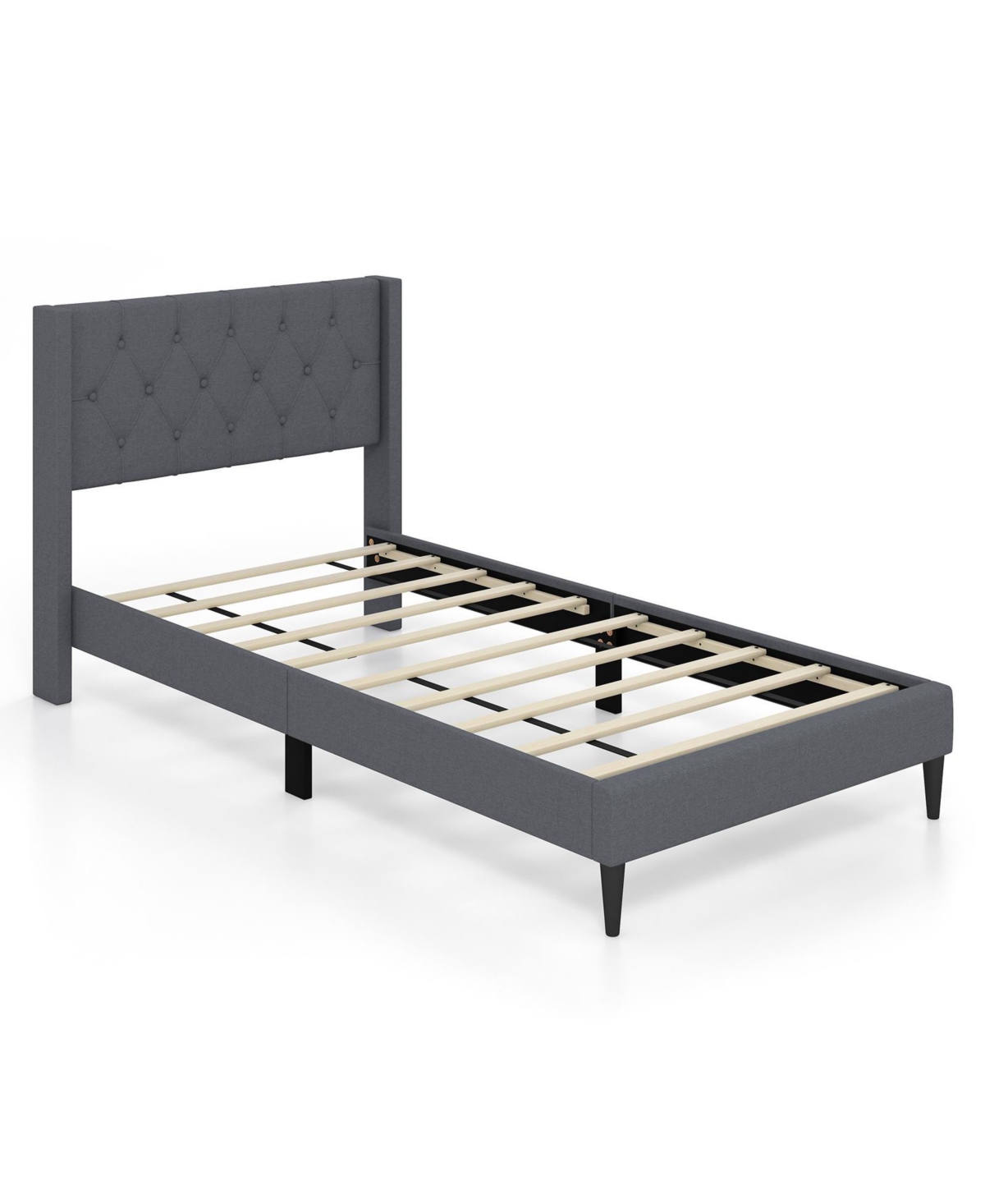 Click here for Sugift Twin Size Upholstered Platform Bed with But... prices
