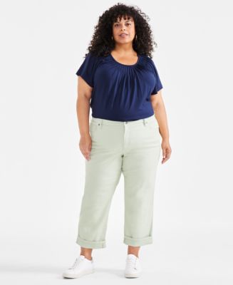 Style & Co Plus Size Curvy Roll-Cuff Capri Jeans, Created for Macy's ...