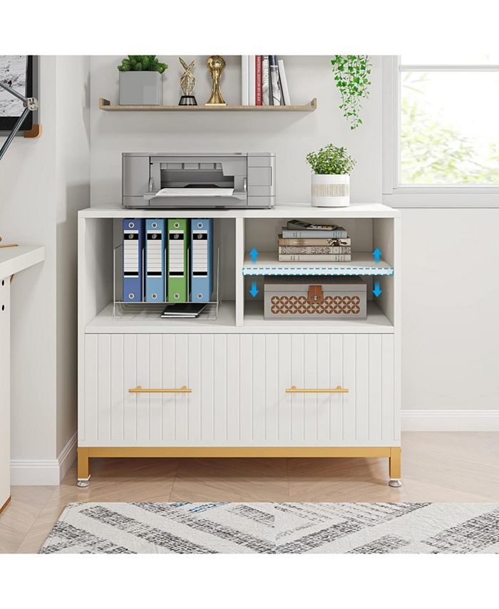 Tribesigns Lateral File Cabinet with Drawer, White Filing Cabinet with ...