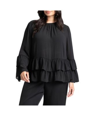 ELOQUII Women's Plus Size Tiered Ruffle Top - Macy's