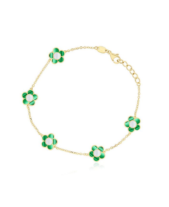 The Lovery Malachite Daisy Bracelet 14K Gold - Macy's