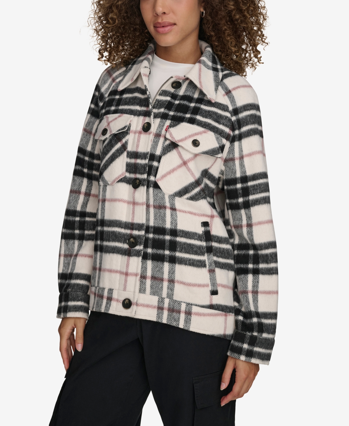 Click here for Levis Womens Wool Blend Shirt Jacket - Rose Multi... prices