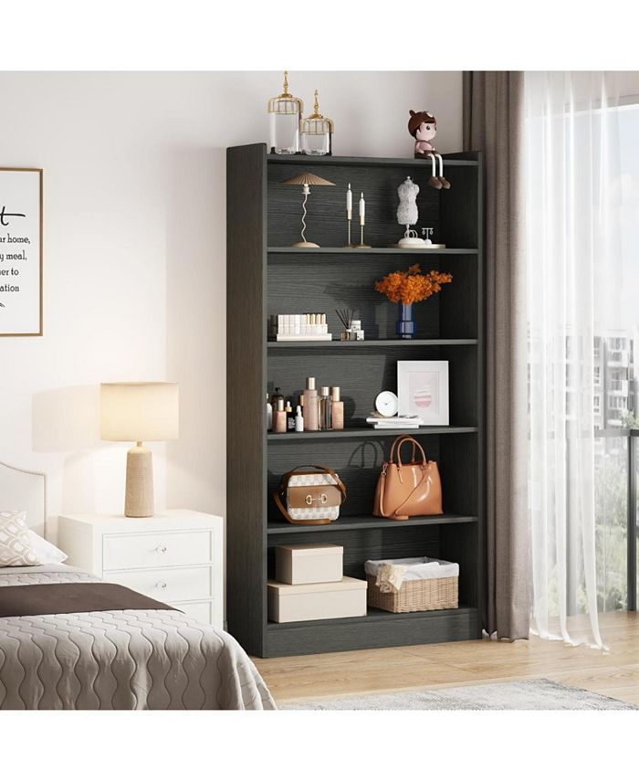 Tribesigns 72-inch Tall Bookcase, Modern 6-Tier Black Library Bookshelf ...