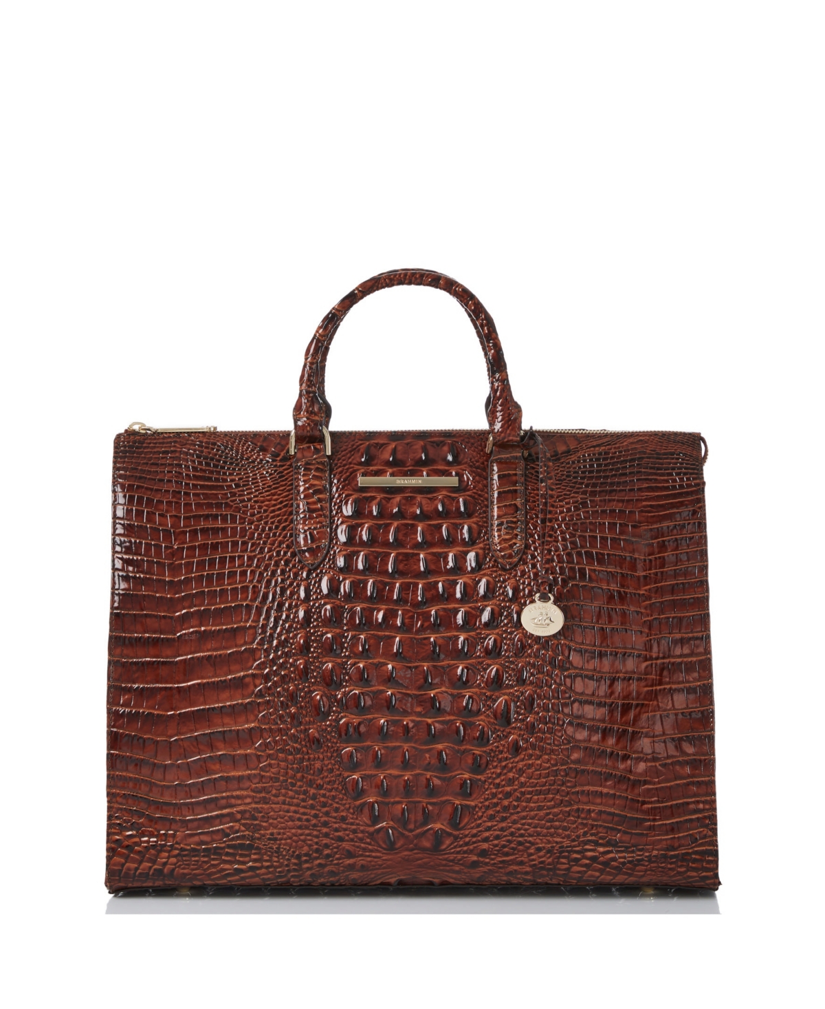 Click here for Brahmin Large Leather Business Tote - Pecan Melbou... prices