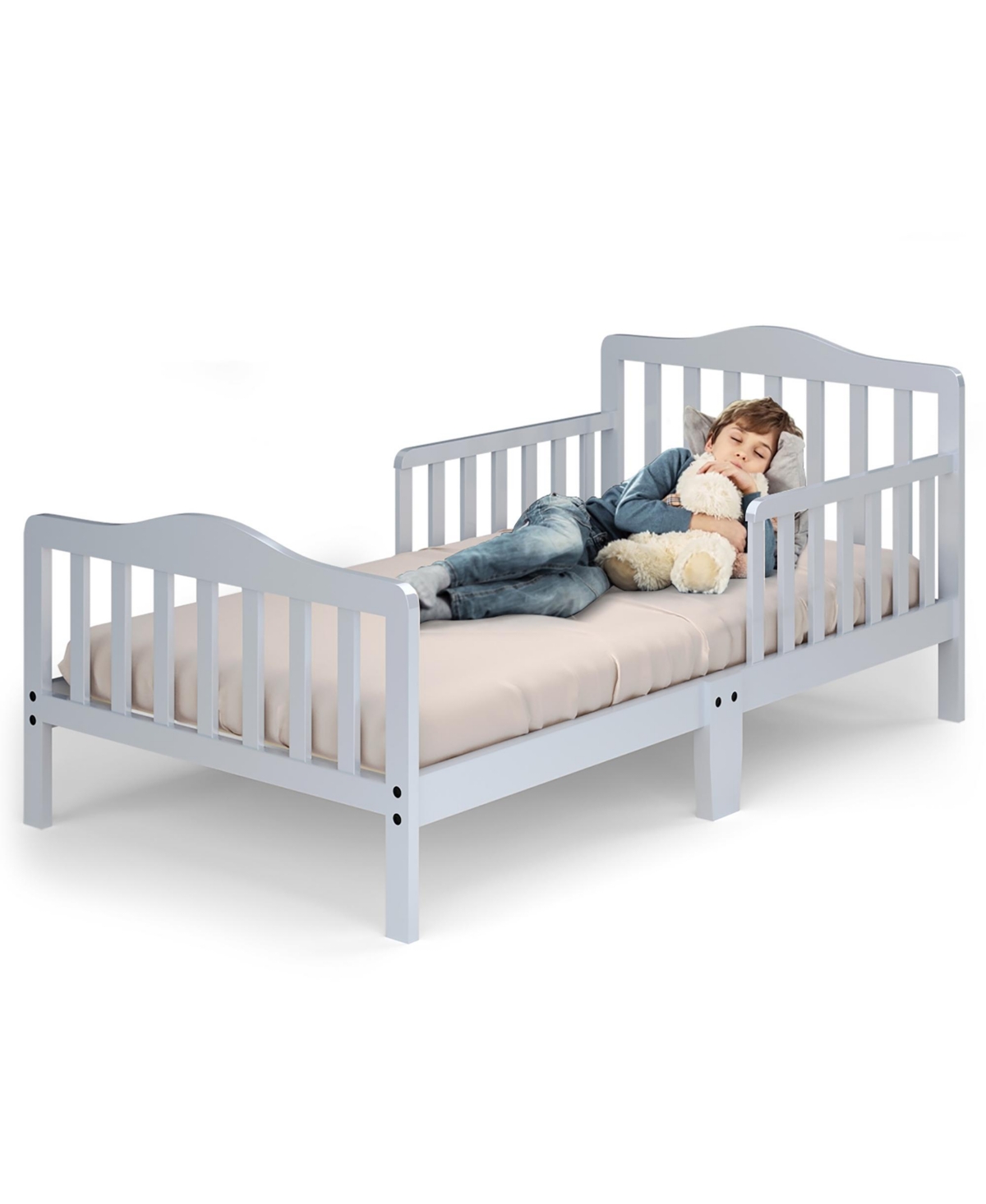 Click here for Kids Toddler Wood Bed Bedroom Furniture w/ Guardra... prices
