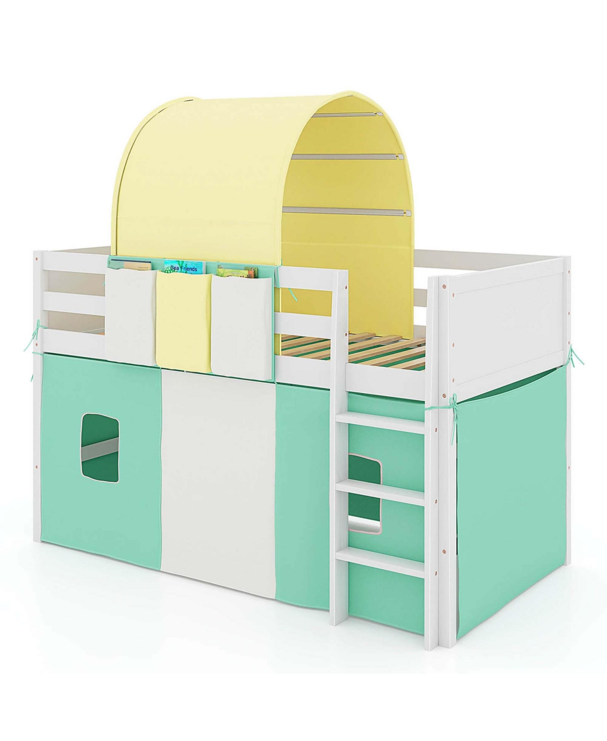 Click here for Twin Loft Bed with Tower & Tent 3 Storage Pockets... prices