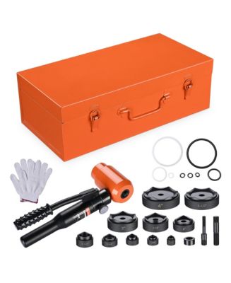 Yescom 15 Ton Hydraulic Knockout Punch Kit with 1/2" to 4" 10-Die Steel ...