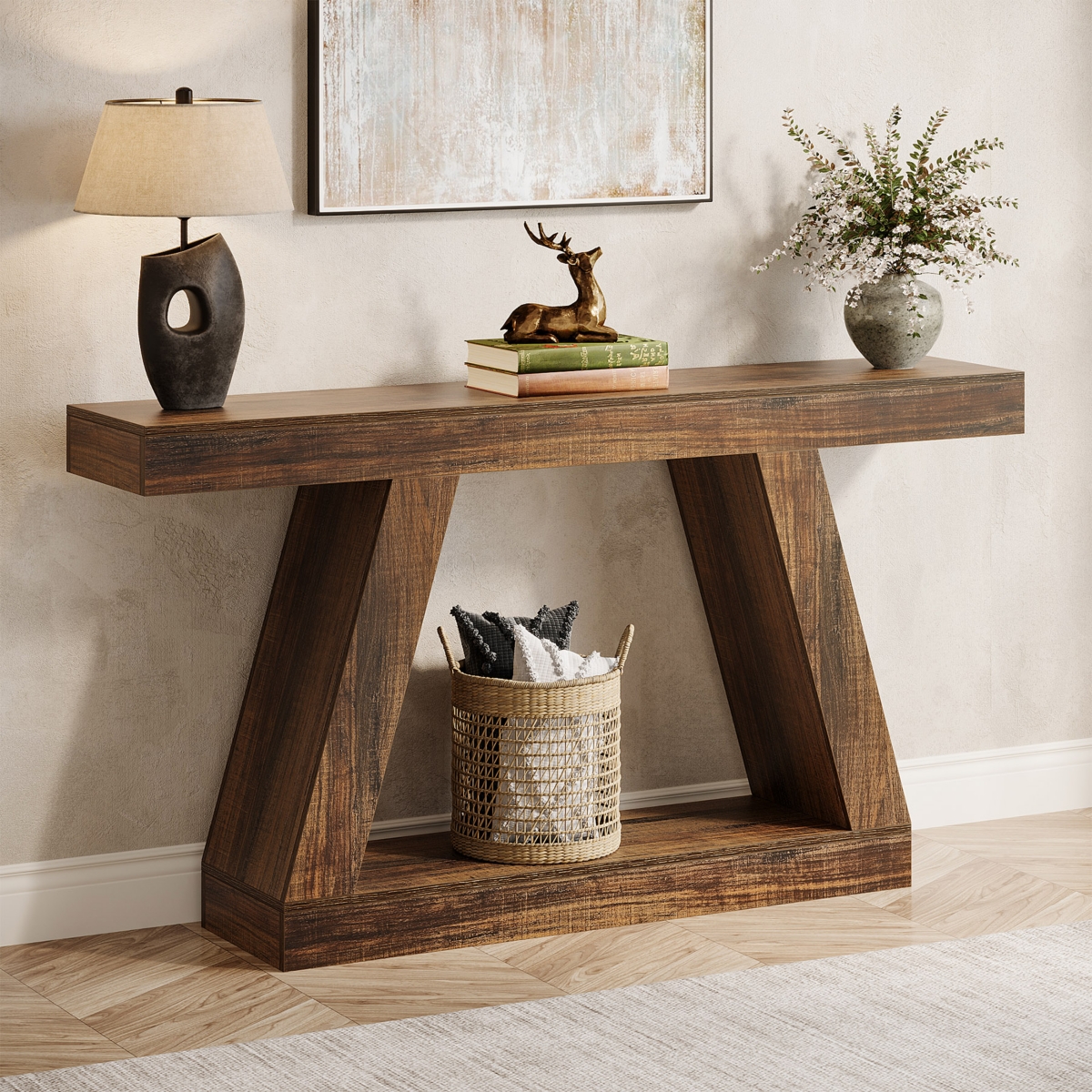 Click here for Tribesigns Farmhouse Console Table  55-Inch Rustic... prices
