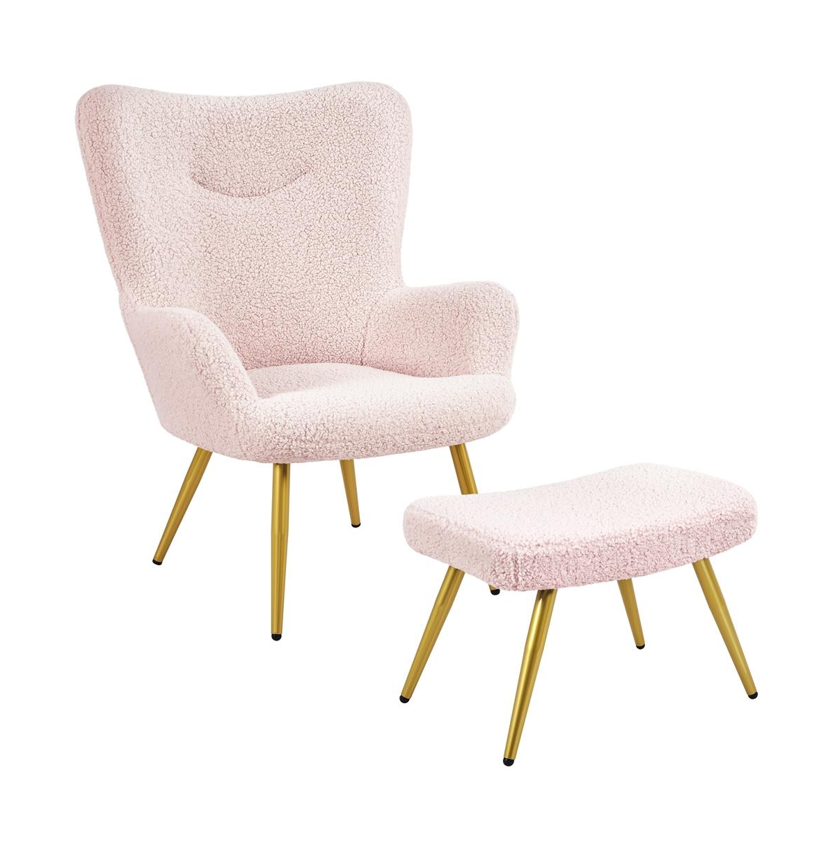 Click here for Yaheetech Boucle Accent Chair and Ottoman Set with... prices
