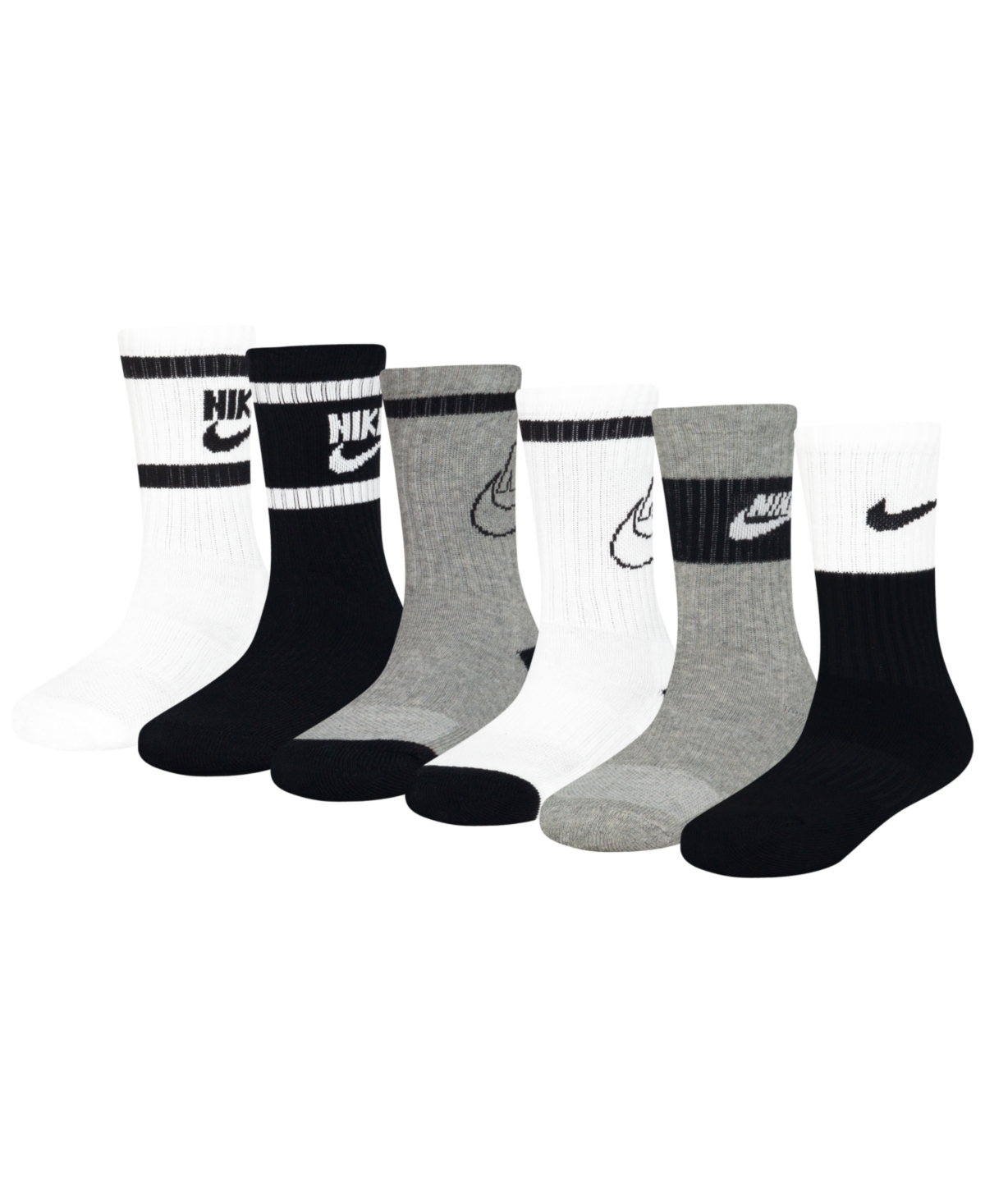 Click here for Nike Little Kids 6-Pack Retro Crew Socks - White prices