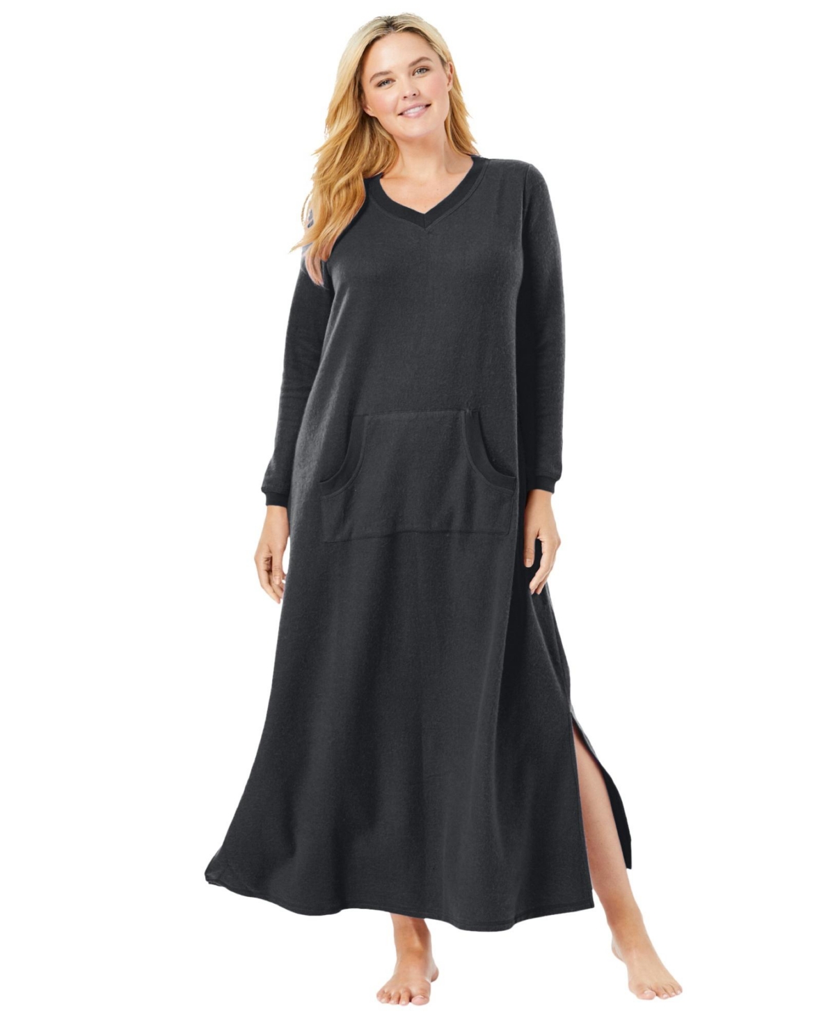 Click here for Dreams & Co. Womens Long Sherpa Lounger - Black prices