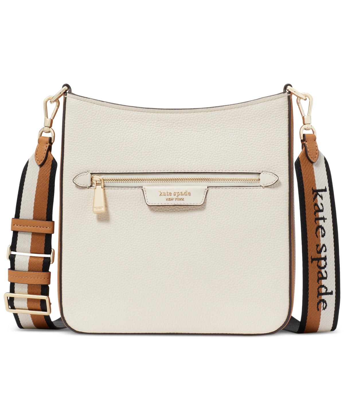 kate spade new york Hudson Colorblocked Pebbled Leather Small Messenger Crossbody - Parchment