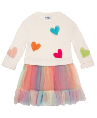 Rare Editions Toddler & Little Girls Heart Patch Sweater with Tulle ...