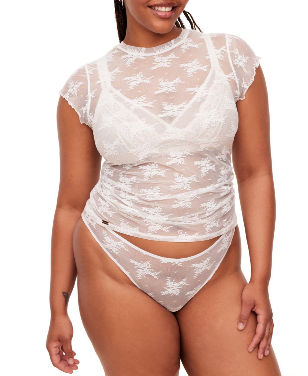 Click here for Adore Me Plus Size Shirra T-Shirt & Panty Set - Wh... prices