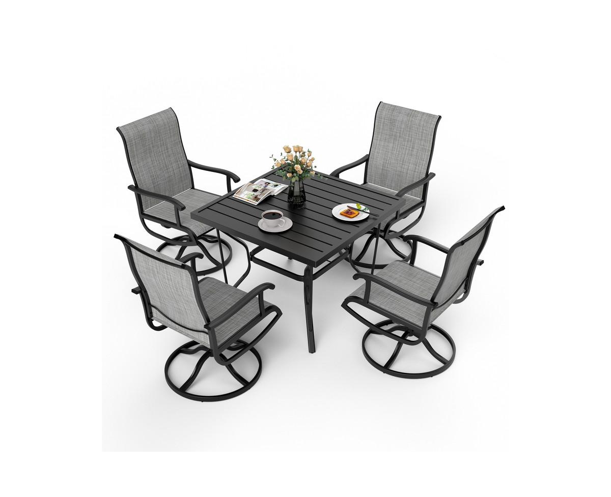 Click here for Beige 5-Piece Patio Dining Set with 4 Textilene Sw... prices
