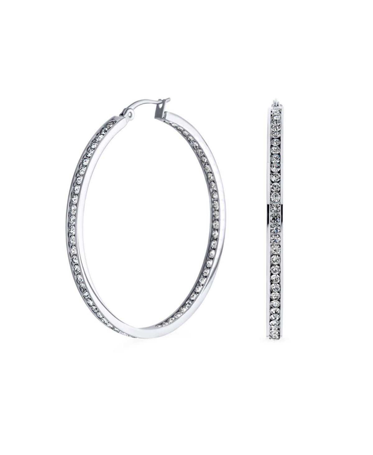 Click here for Bling Jewelry Round Channel Set Cz Hoop Earrings S... prices