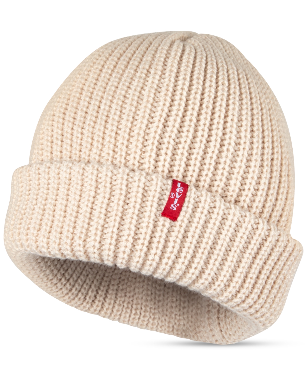 Click here for Levis Mens Ribbed-Knit Cropped Beanie - Cream prices