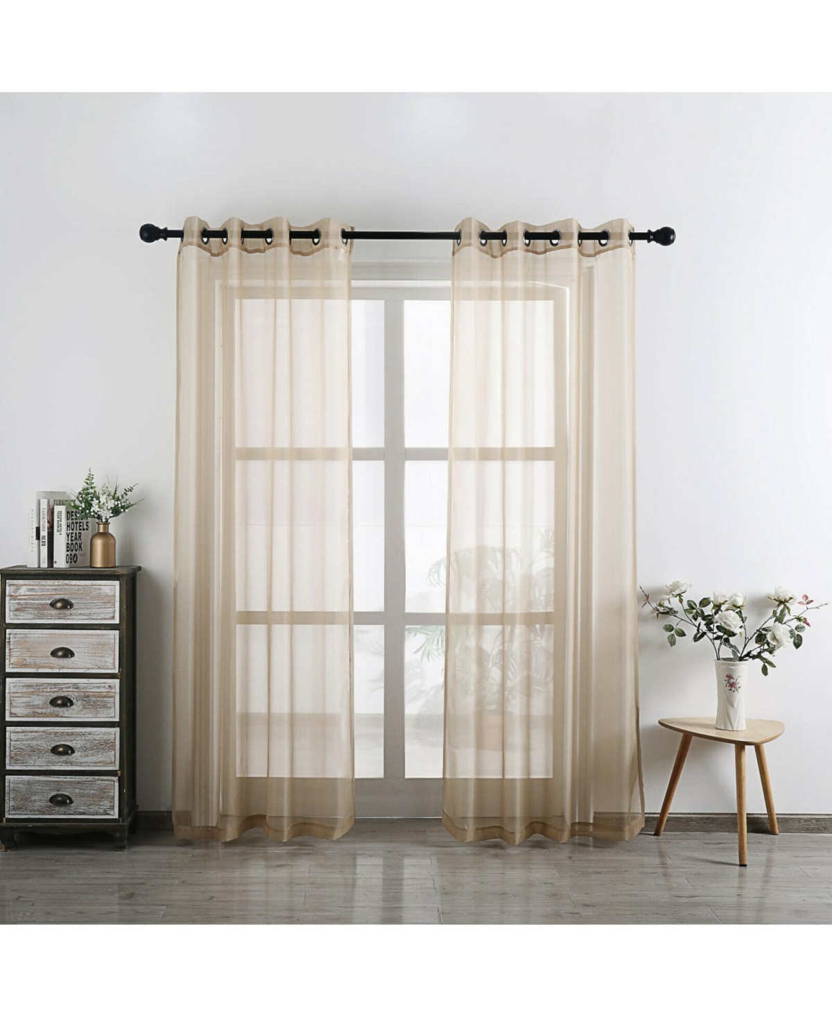 Click here for Kate Aurora 2 Piece Designer Sheer Voile Grommet T... prices