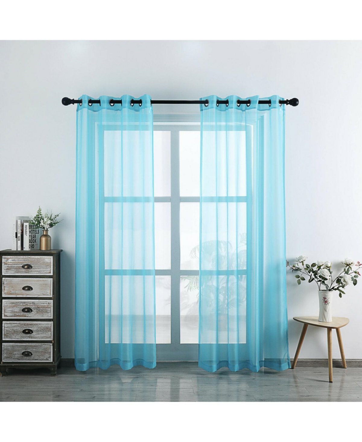 Click here for Kate Aurora 2 Piece Designer Sheer Voile Grommet T... prices