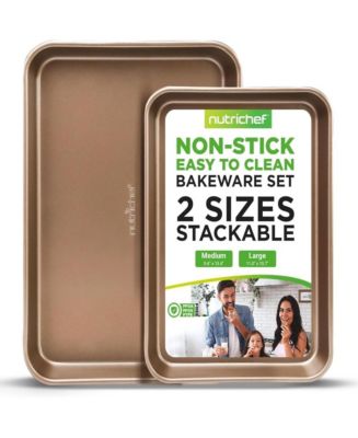 NutriChef Nonstick Cookie Sheet Baking Pan | 2pc Large and Medium Metal ...