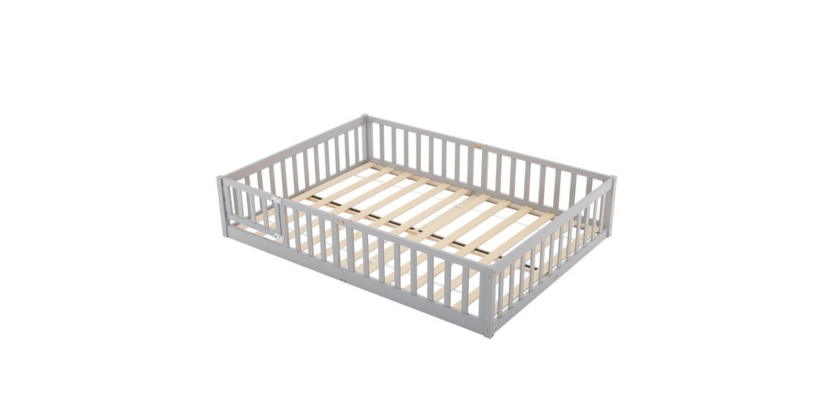 Click here for Slickblue Grey Painted Pine Full Fence Bed with Do... prices